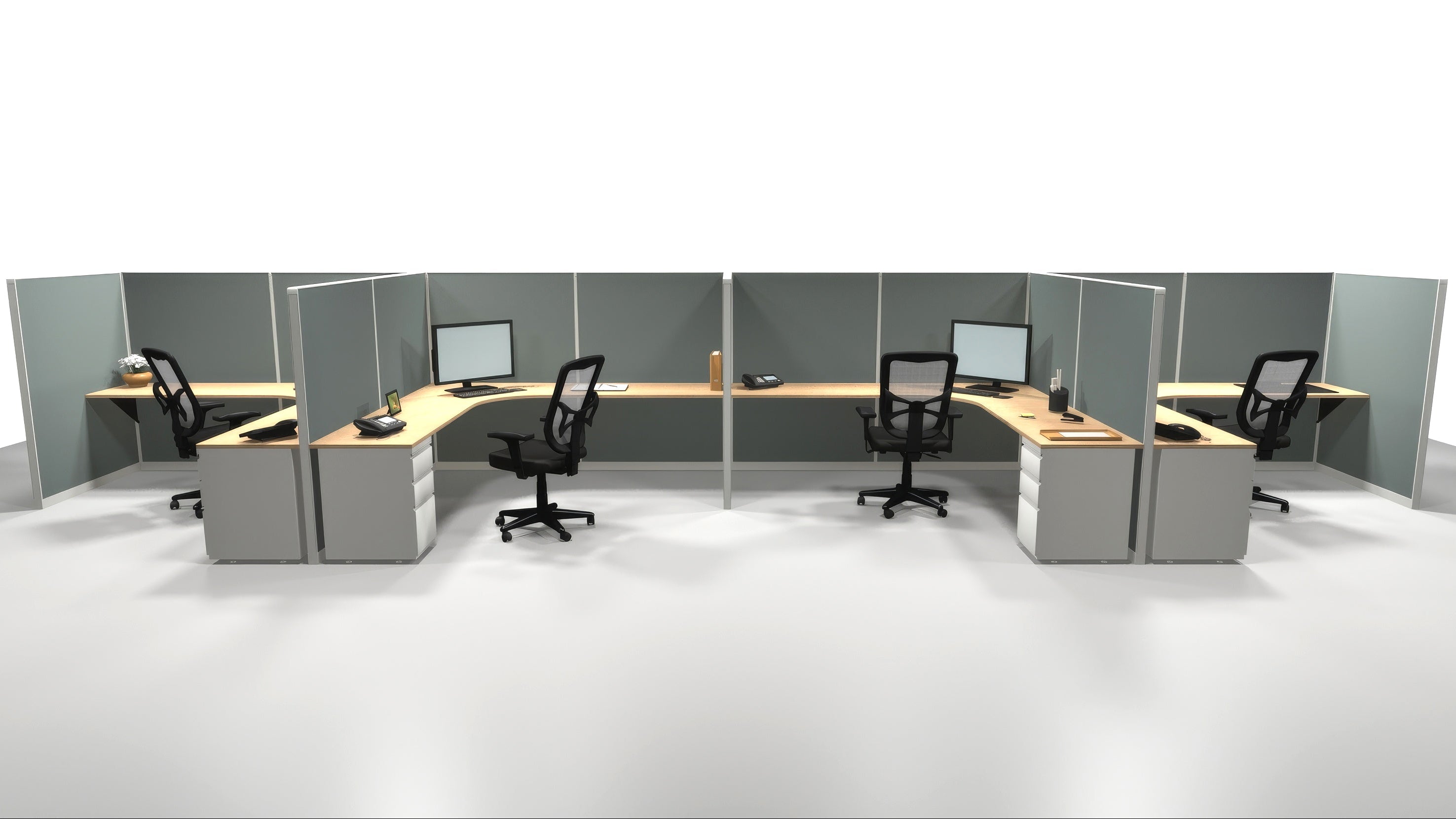 4 Pack Single Row Open 6x6 Workstations with Panels - Item 1376 ...