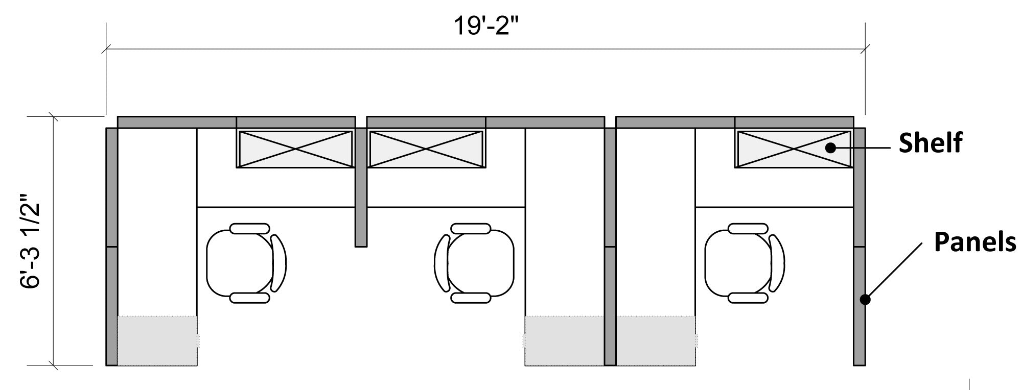 3 Person Side-by-Side Workstations with Panels - Item #1469 – Online ...